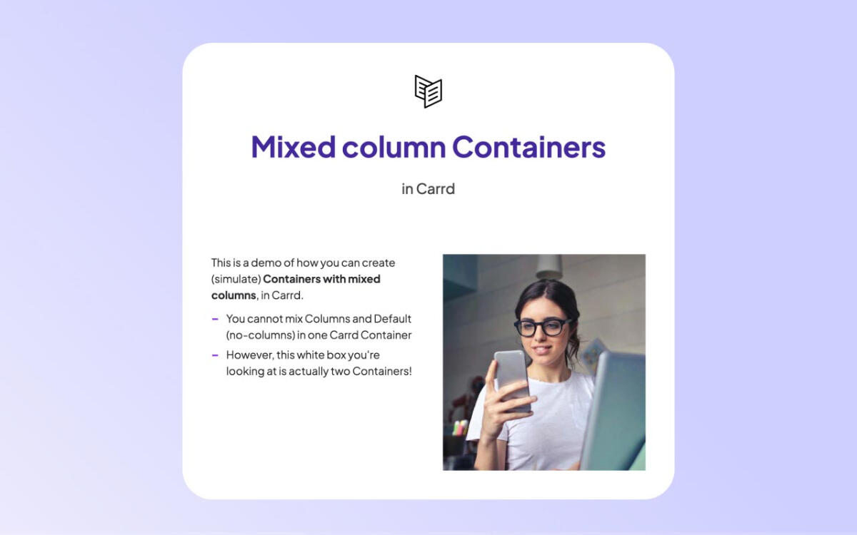 Carrd mixed column Containers